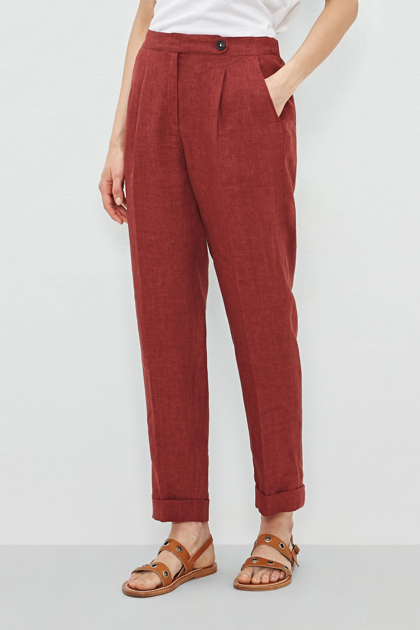BOGA - Délavé linen trousers - ruggine – Massimo Alba