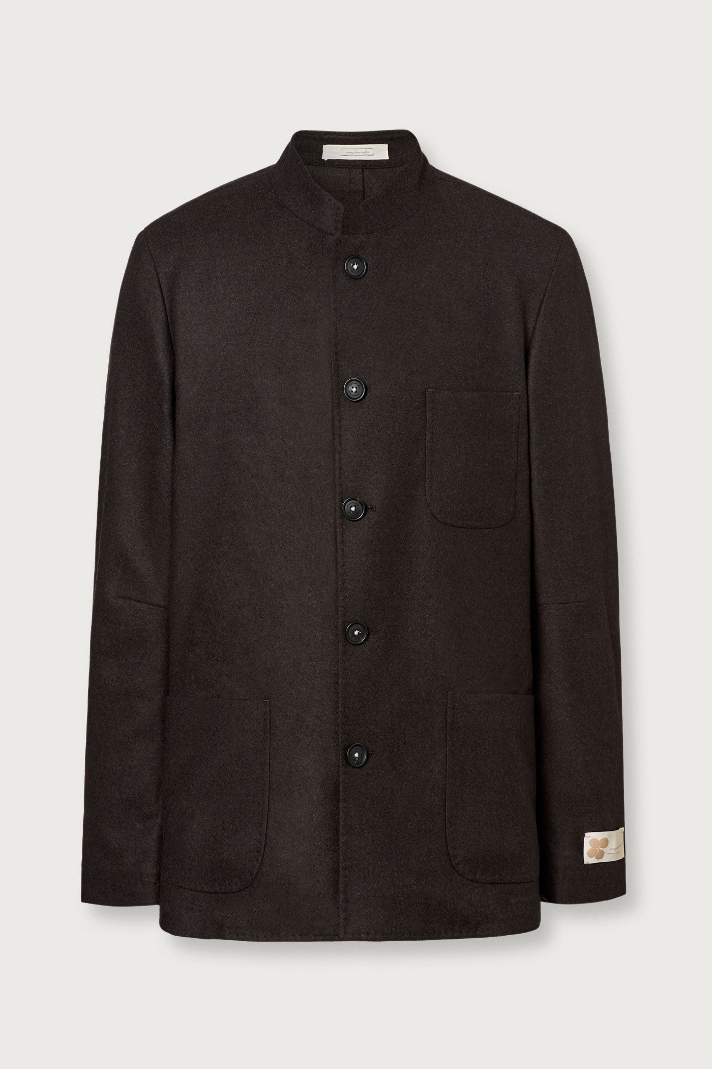 BALI - Virgin wool guru collar jacket - deep brown – Massimo Alba