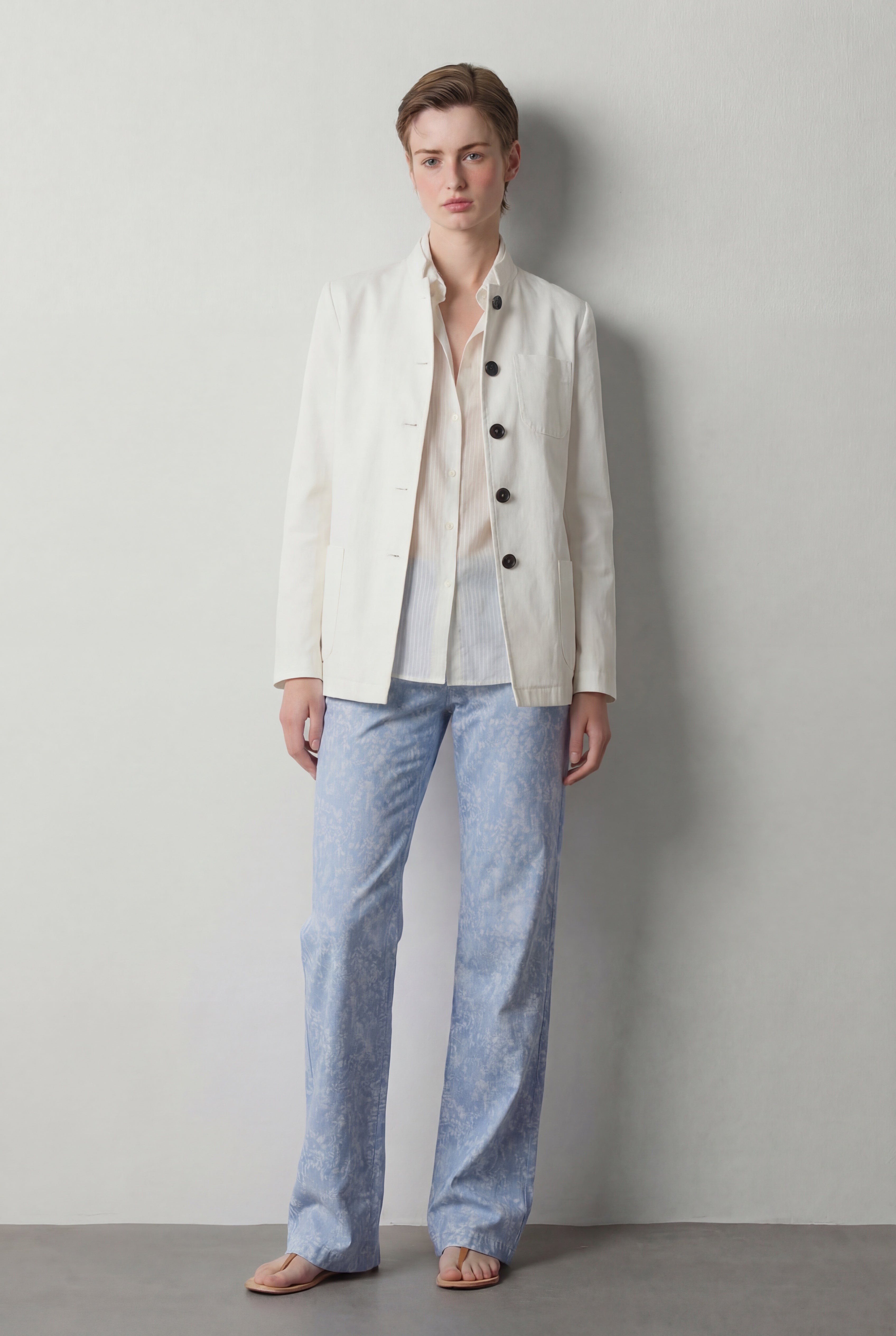 BALIW - Linen cotton gabardine single-breasted jacket - bianco ...