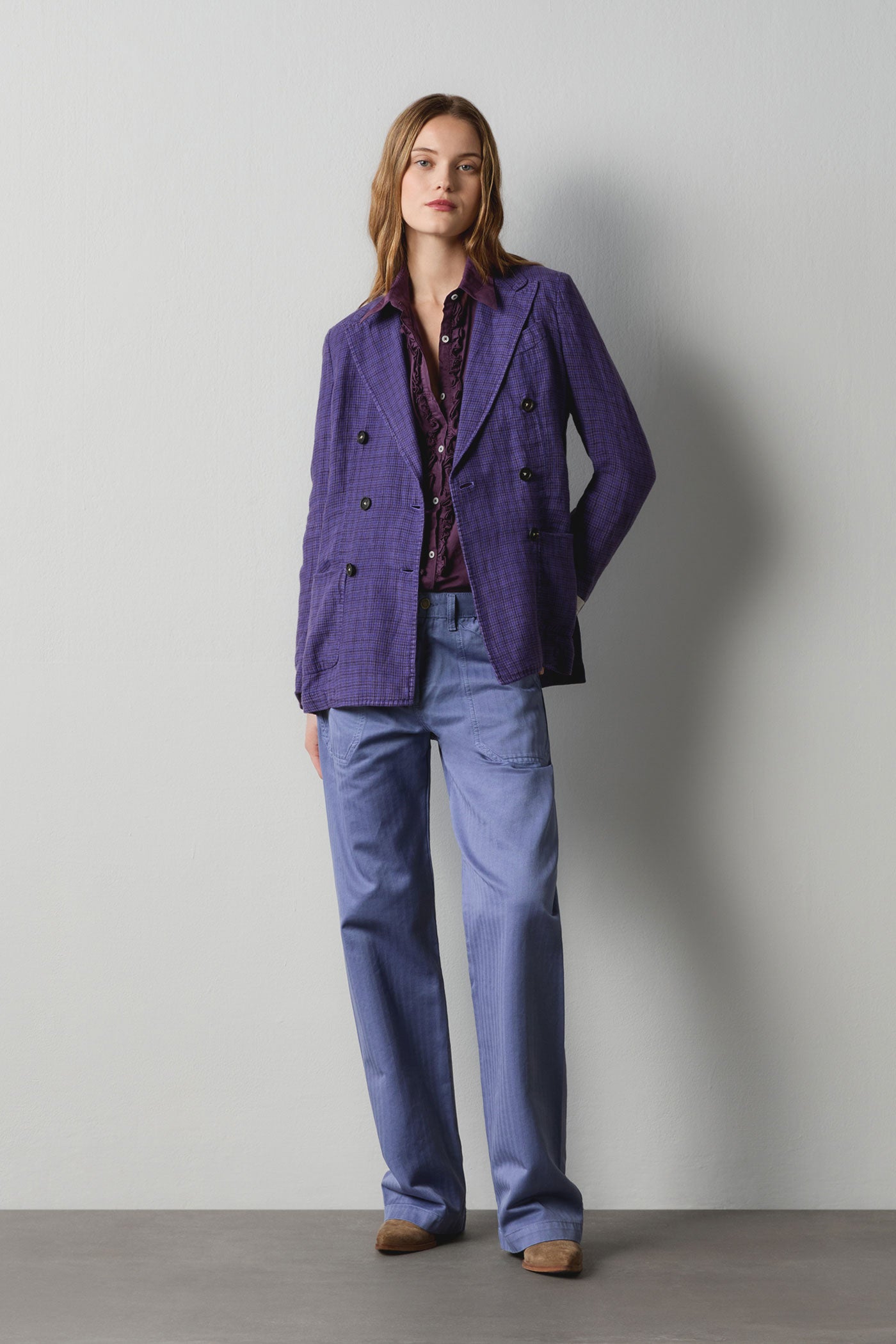 CARLOTTA2 - Cotton double-breasted jacket - AMETHYST – Massimo Alba
