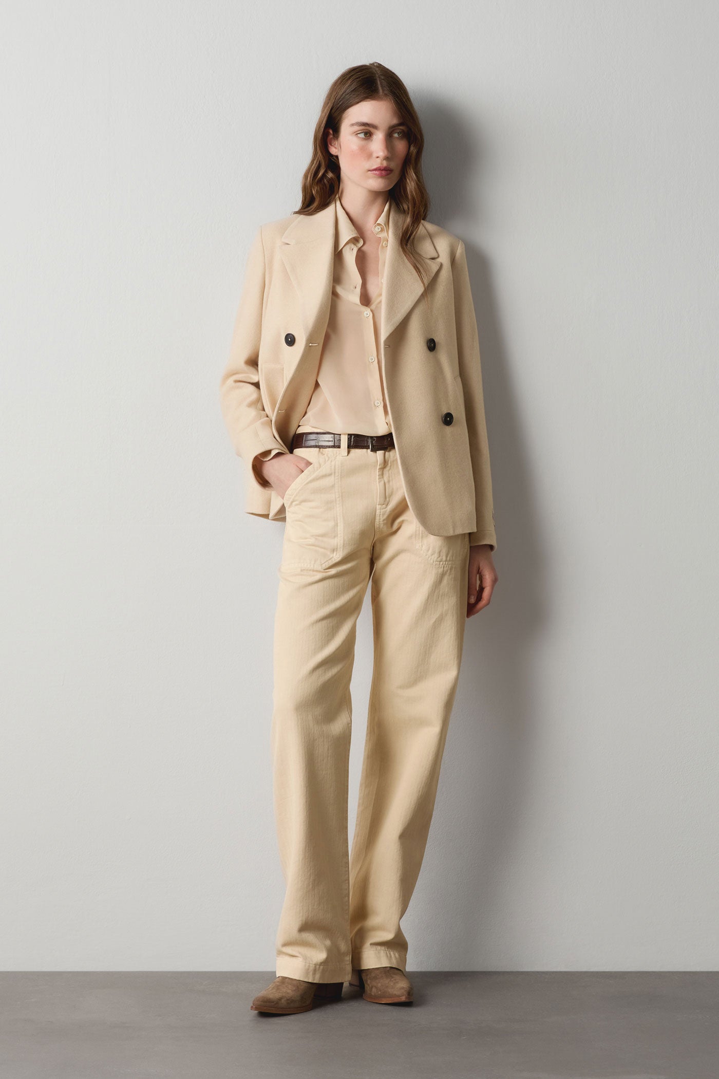 EAST - Virgin wool peacoat - beige – Massimo Alba